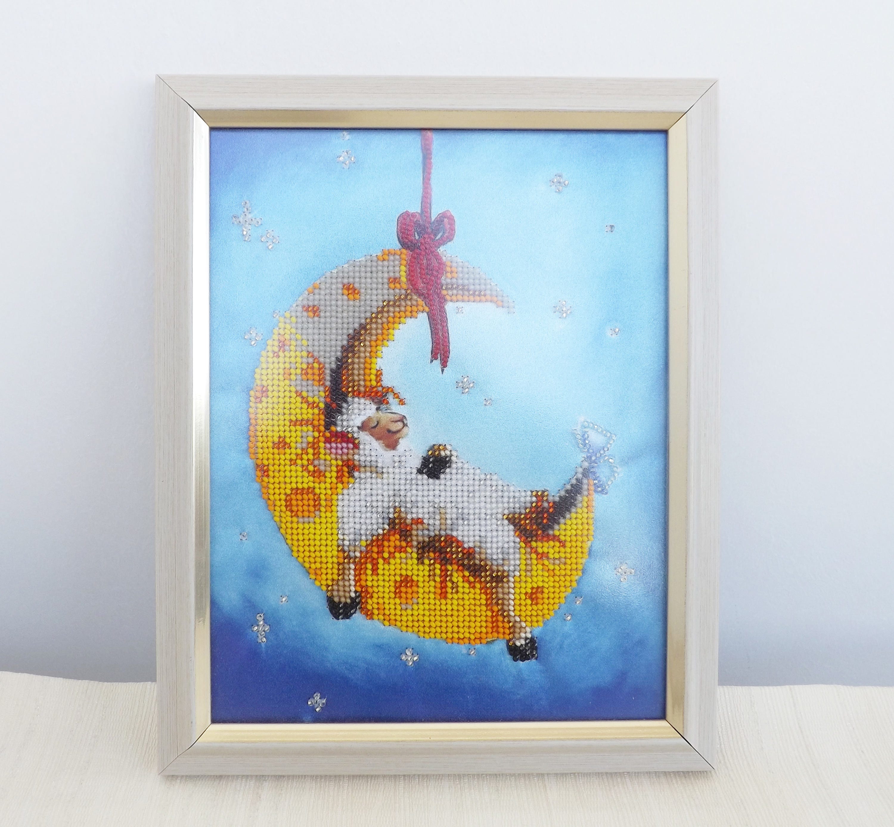 Framed Needlepoint, Sheep Art, Children Room Decor, Childs Wall Decor ...