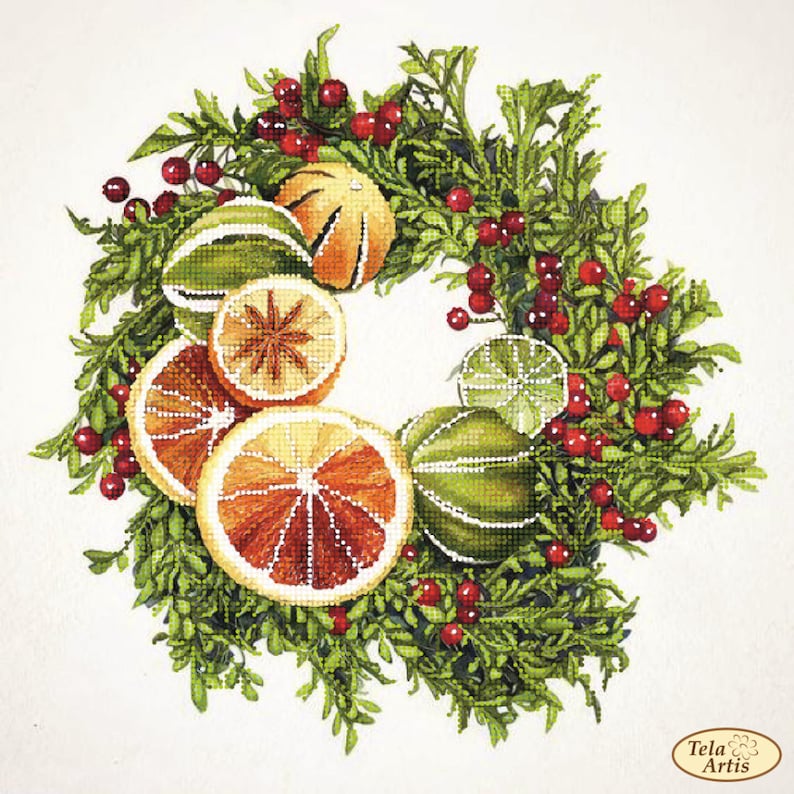 Christmas Wreath Embroidery Kit, Needlepoint Kits, Beaded Cross Stitch ...
