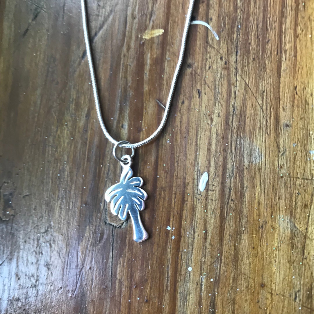 Sterling Silver Necklace, Palm Tree Pendant, Palm Tree Necklace, Palm ...