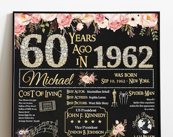 1962 Birthday Poster | Etsy