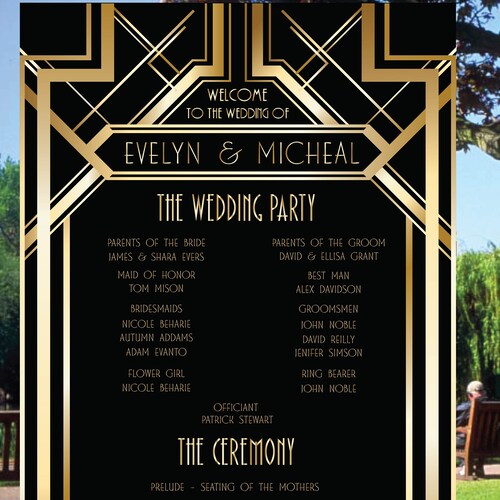 Art Deco Wedding Program Wedding Ceremony Program Printable - Etsy