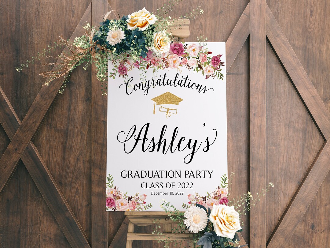 Floral Graduation Party Welcome Sign (digital Download) - Etsy