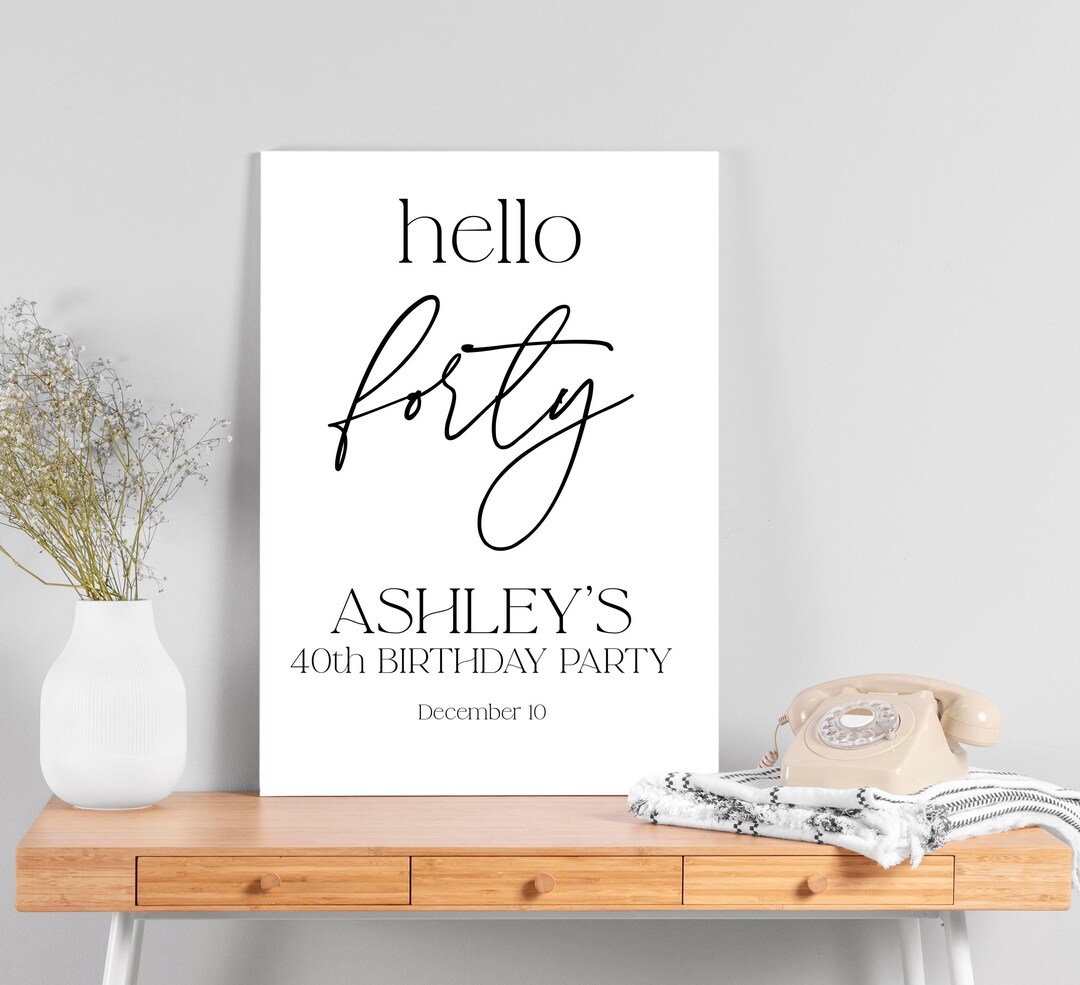 Printable 40th Birthday Sign, Forty Welcome Sign Poster, Modern Sign ...