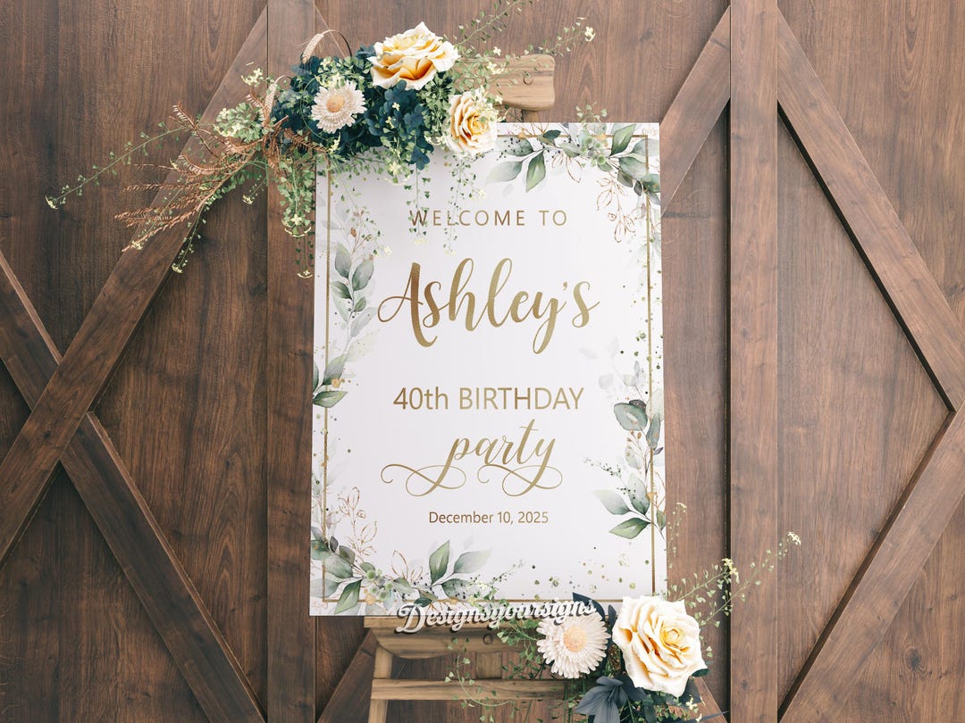 Printable 40th Birthday Welcome Sign, 40th Poster Welcome Sign, 40th ...