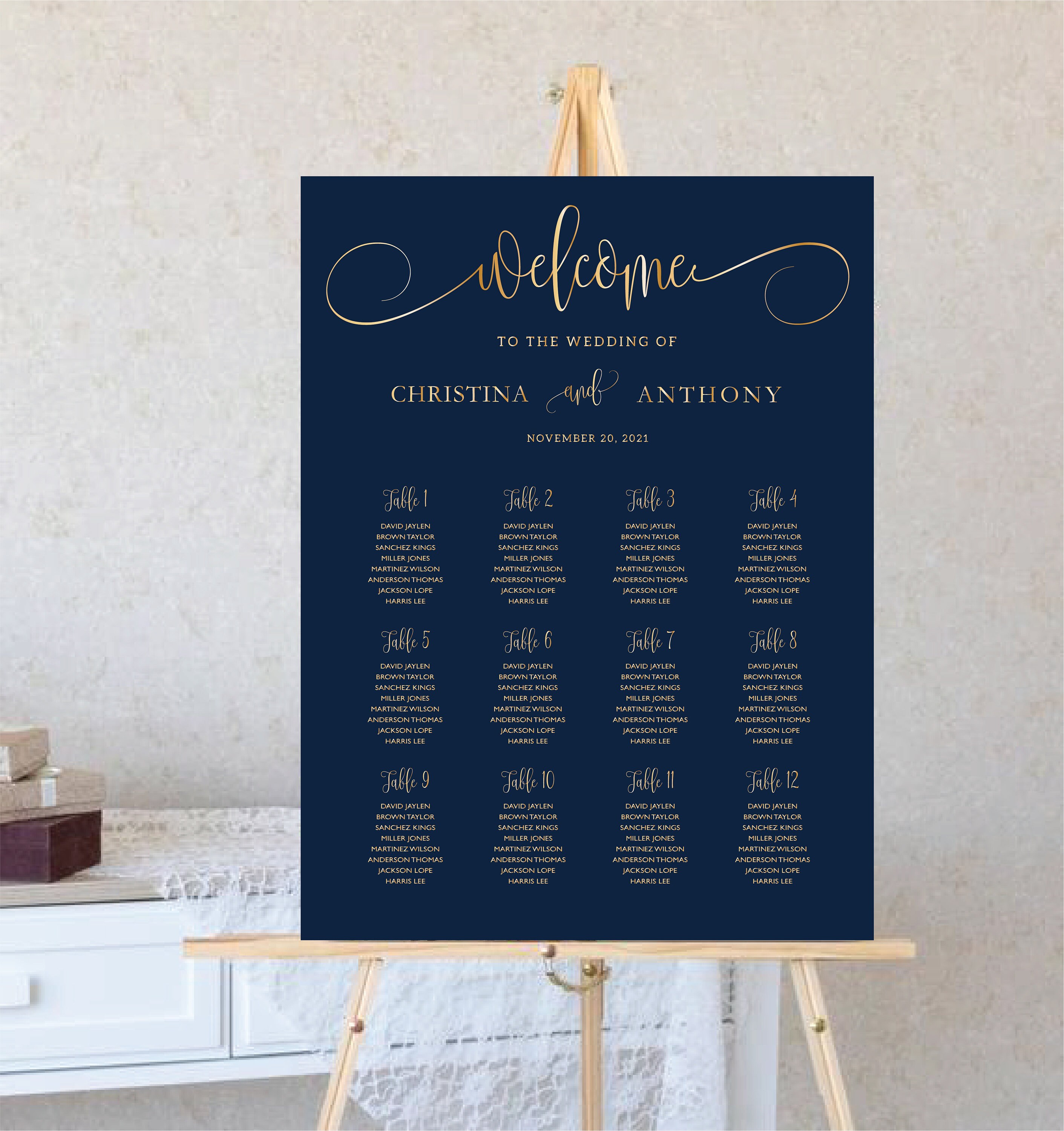 Navy Wedding Seating Chart Wedding Seating Chart Poster - Etsy