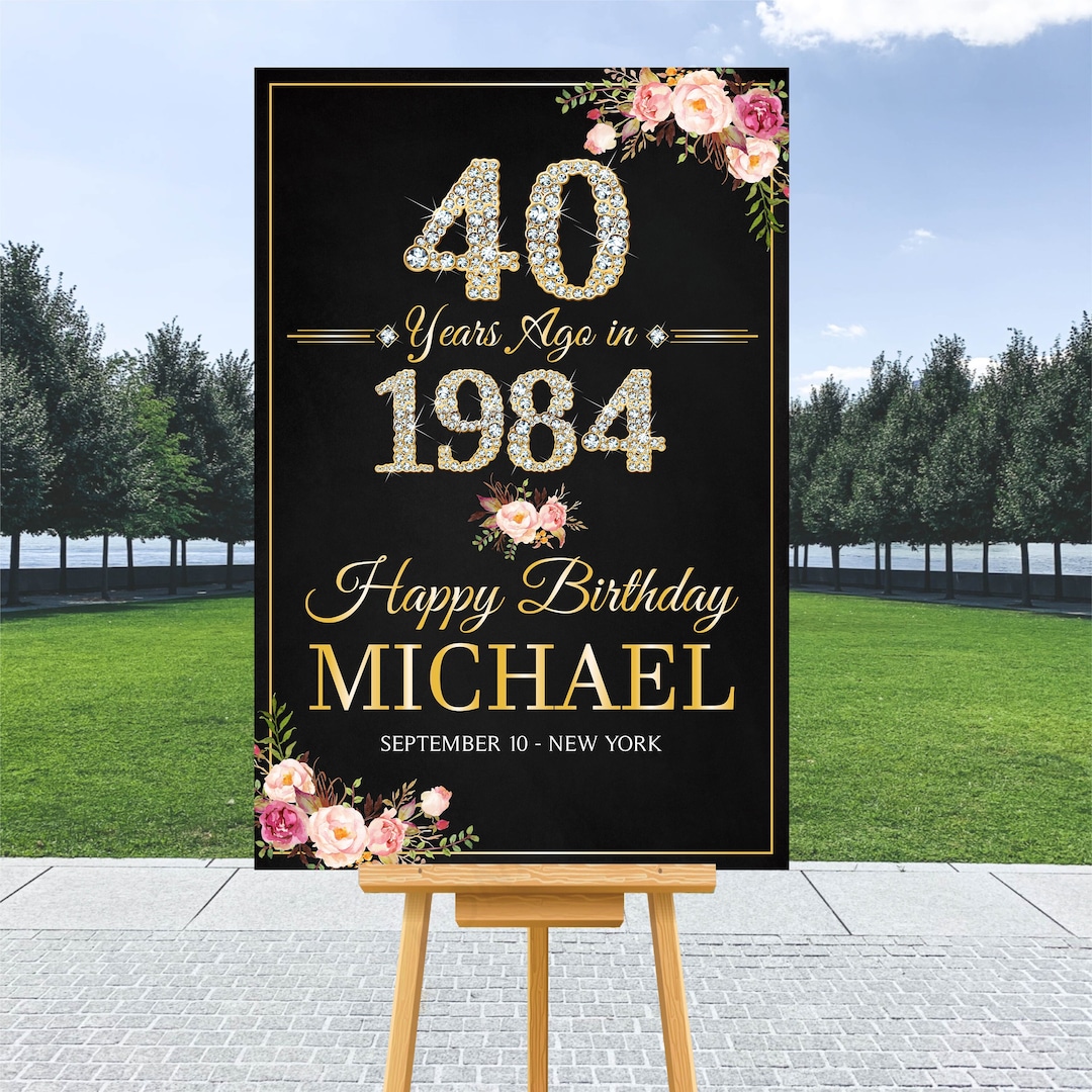 40th Poster, 40th Birthday Welcome Sign, 40th Sign, 40th Gifts for ...