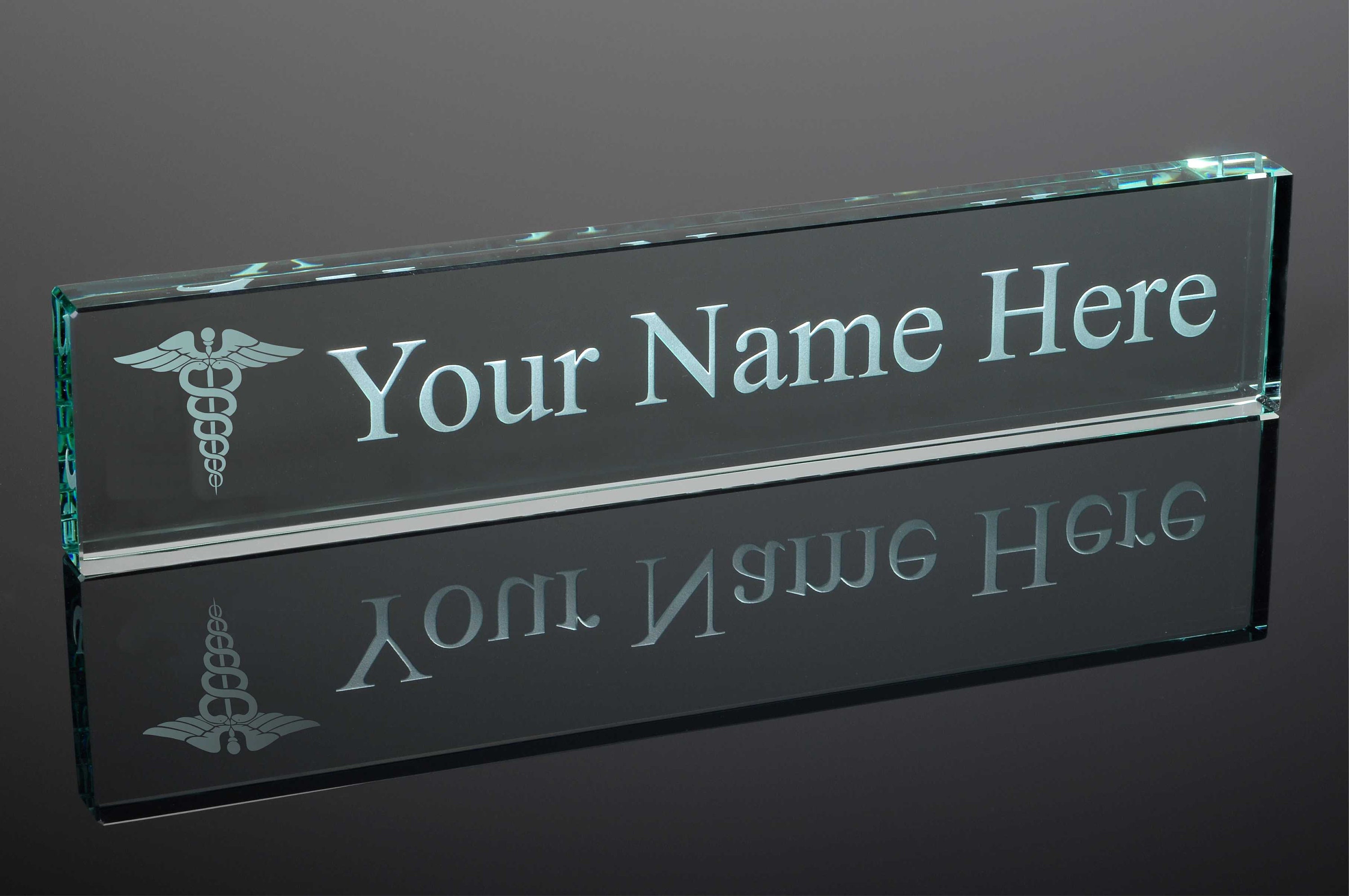 Medical Doctor Jade Glass Desk Name Plate Engraved & | Etsy