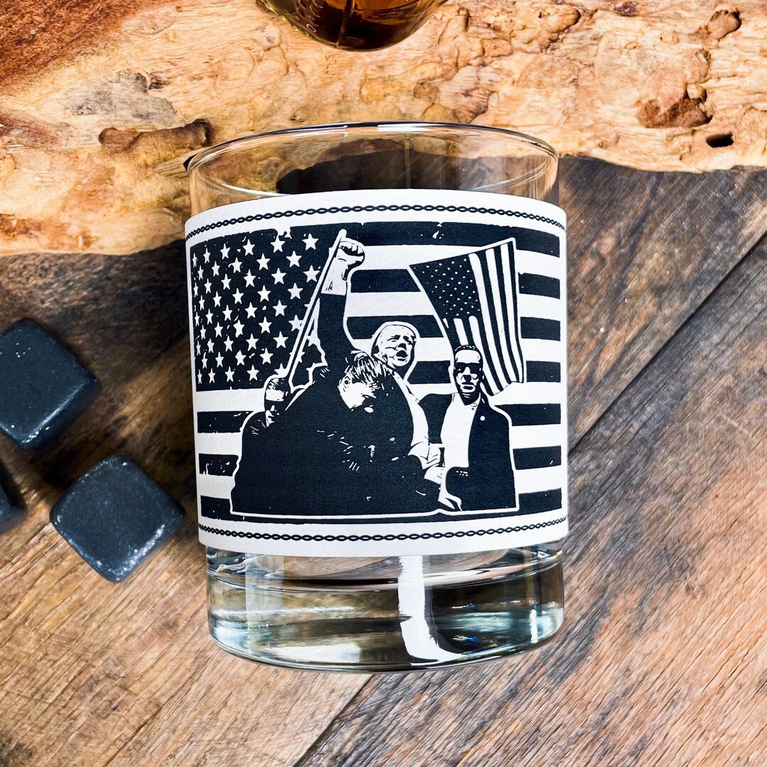 Trump MAGA Whiskey Glass / Trump Rocks Glass / Bourbon Glass / Engraved ...