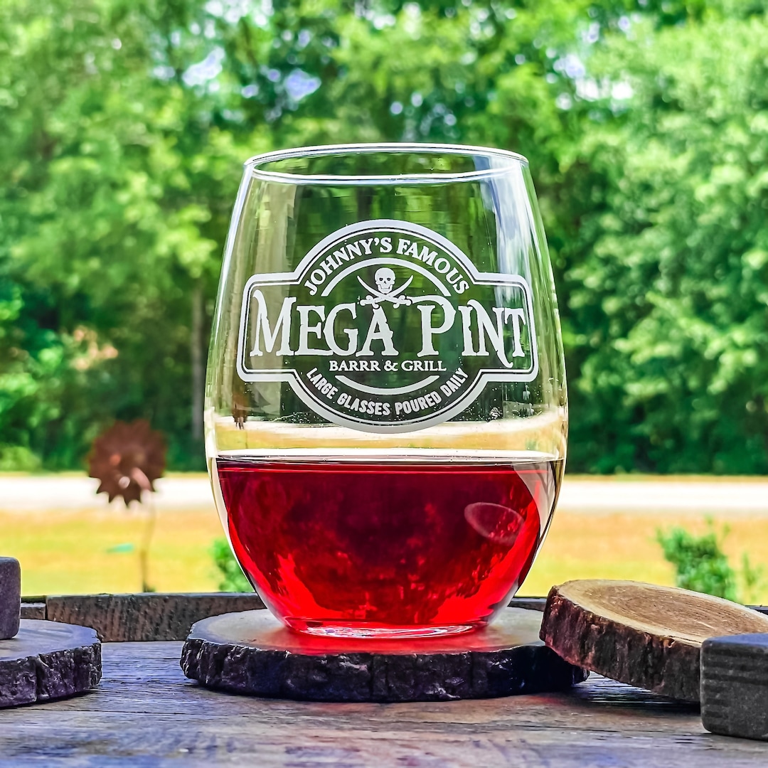 Mega Pint / Engraved Stemless Wine Glass / Funny Wine Glass / Fun Wine ...
