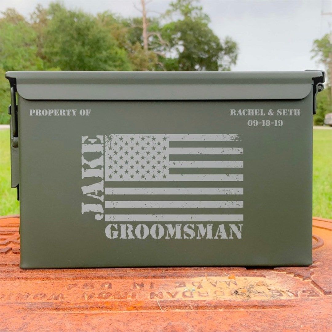 Bullet Box - 1776 Musket Flag - Engraved Personalized for Groom ...