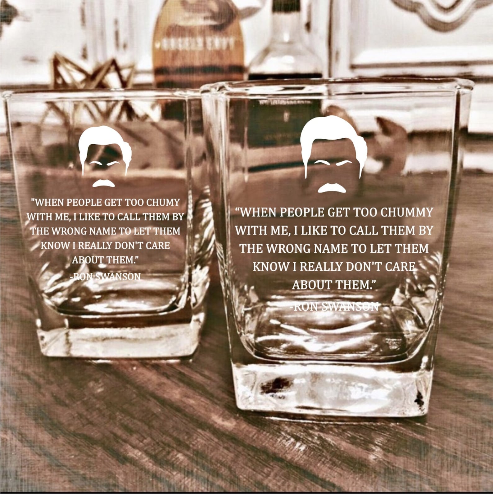 Ron Swanson - "when People Get Too Chummy" - D.O.F Whiskey Glass ...
