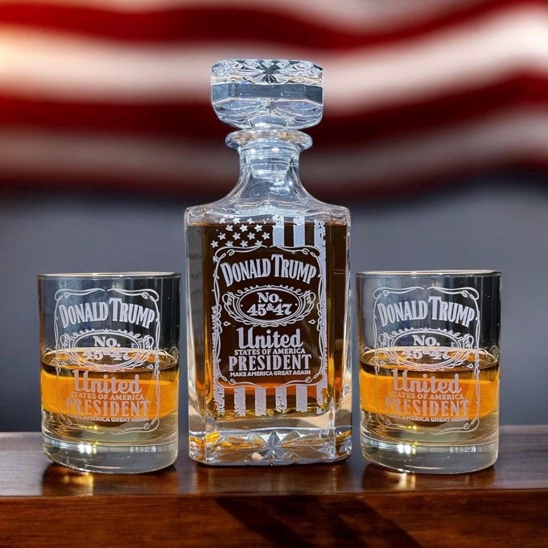 Trump Old No. 45 47 Decanter 3pc Set | Trump American Flag Whiskey ...
