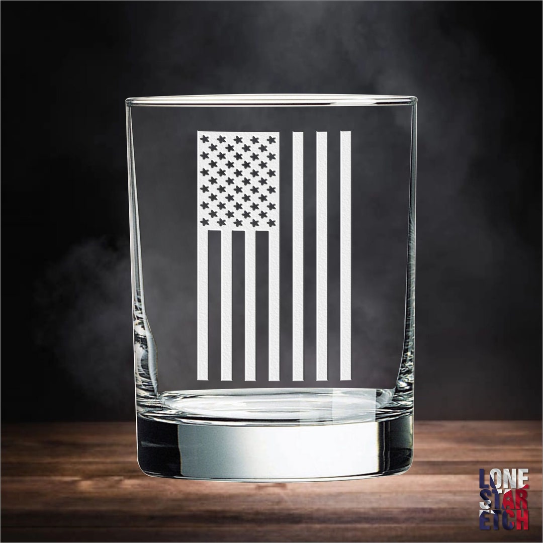 American Flag Vertical / D.O.F Whiskey Glass / Bourbon Glass / Scotch ...