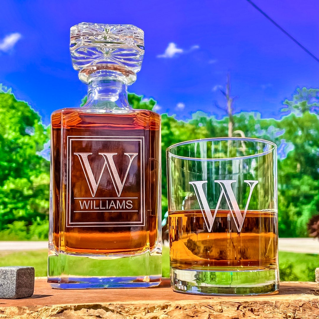 Monogrammed Engraved Whiskey Decanter or Set of 3 / Personalized ...