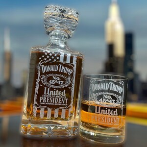 Trump Old No. 45 47 Decanter 3pc Set | Trump American Flag Whiskey ...