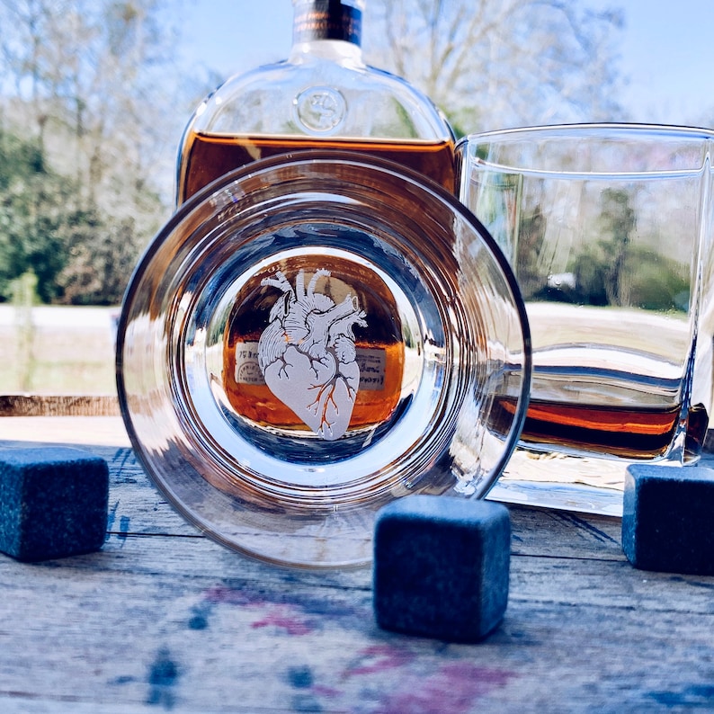Anatomical Heart Whiskey Glasses / D.O.F. Whiskey Glass / Bourbon Glass ...