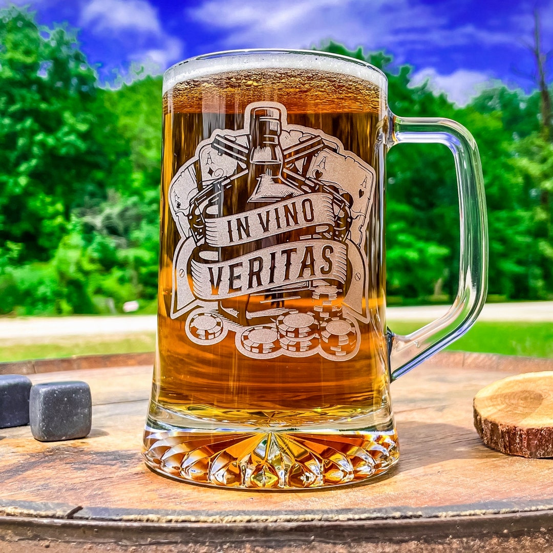Doc Holliday Mug / in Vino Veritas / Engraved 23 Oz. Glass Beer Mug ...