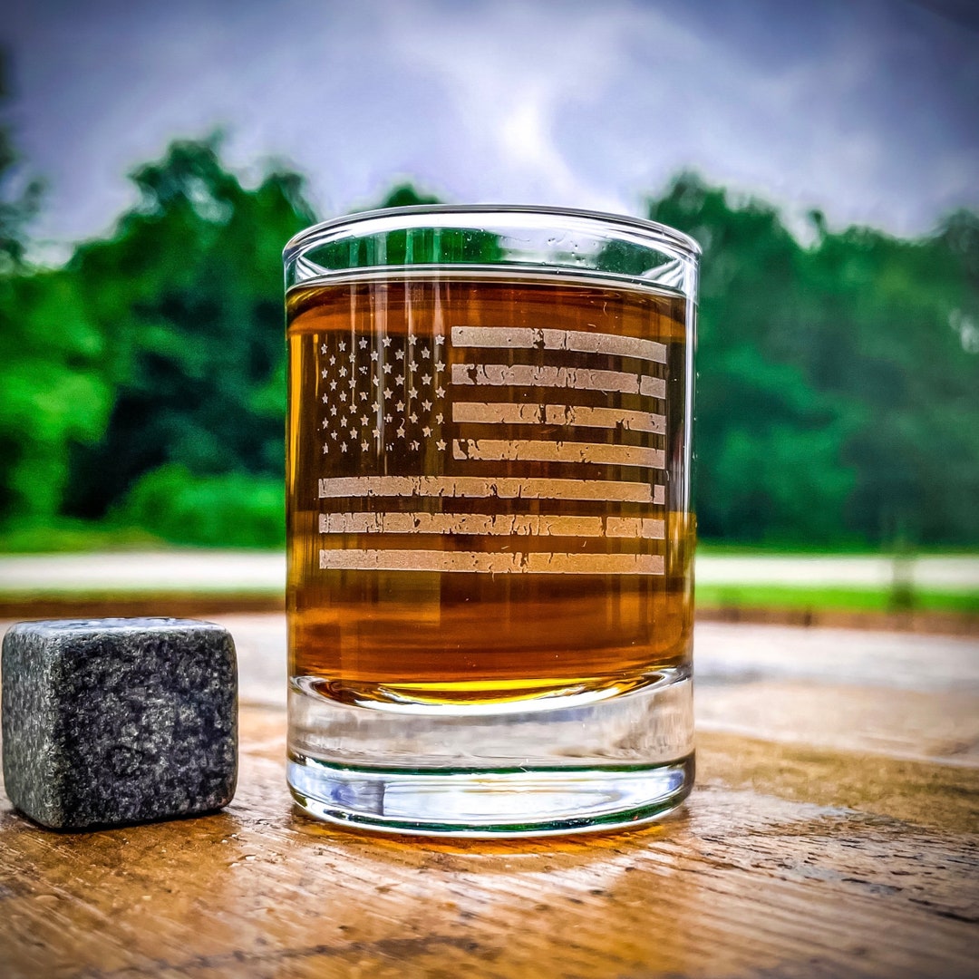 American Flag / Engraved 2.25 Oz. Shot Glass / Distressed American Flag ...