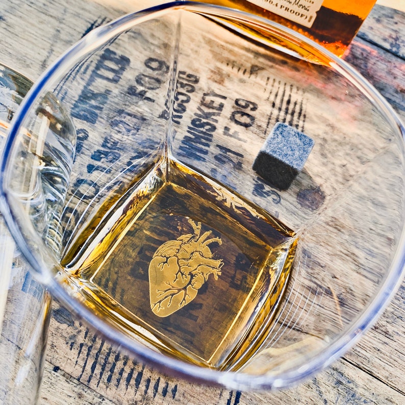 Anatomical Heart Whiskey Glasses / D.O.F. Whiskey Glass / Bourbon Glass ...