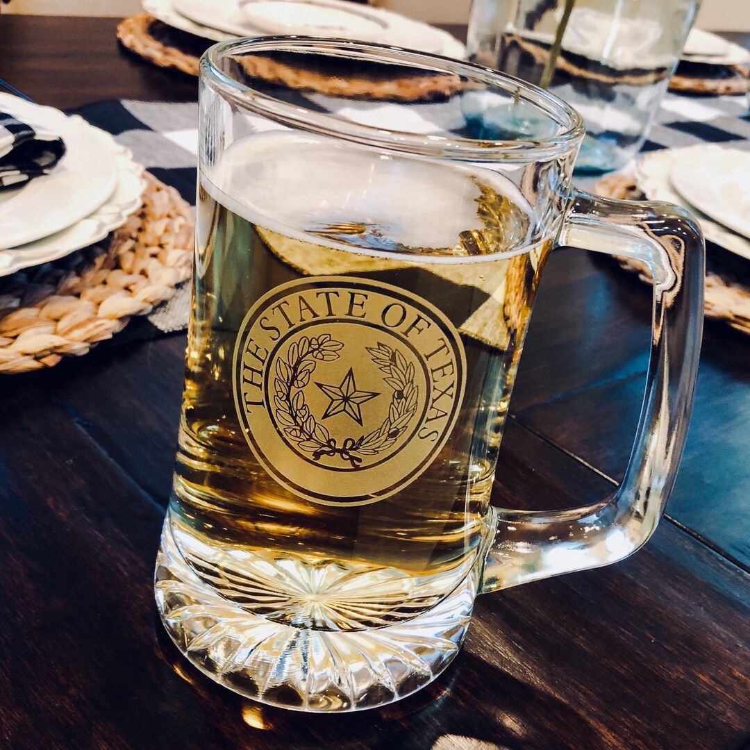 State of Texas Seal Engraved Glass Beer Mug 23 Oz. / for Groomsmen ...