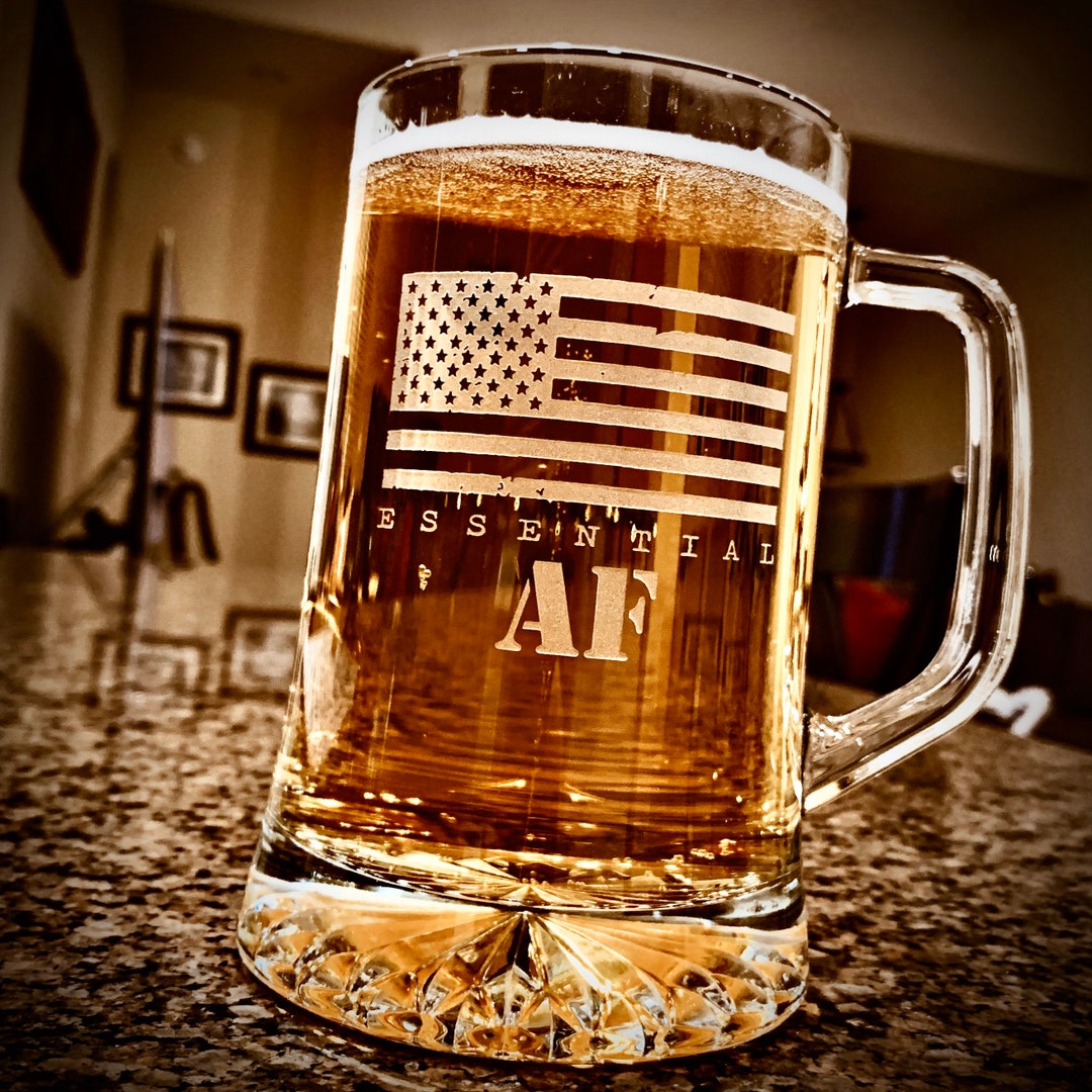 Essential AF Beer Engraved Glass Beer Mug / 23 Oz. / Gift for Essential ...
