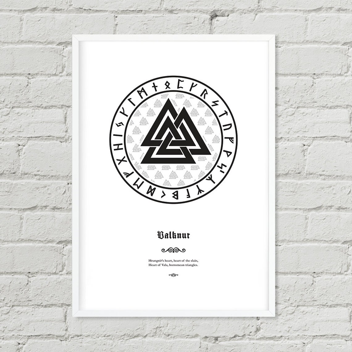 Valknut, Viking Symbol, Wall Art, Black and White Art, Digital Print ...