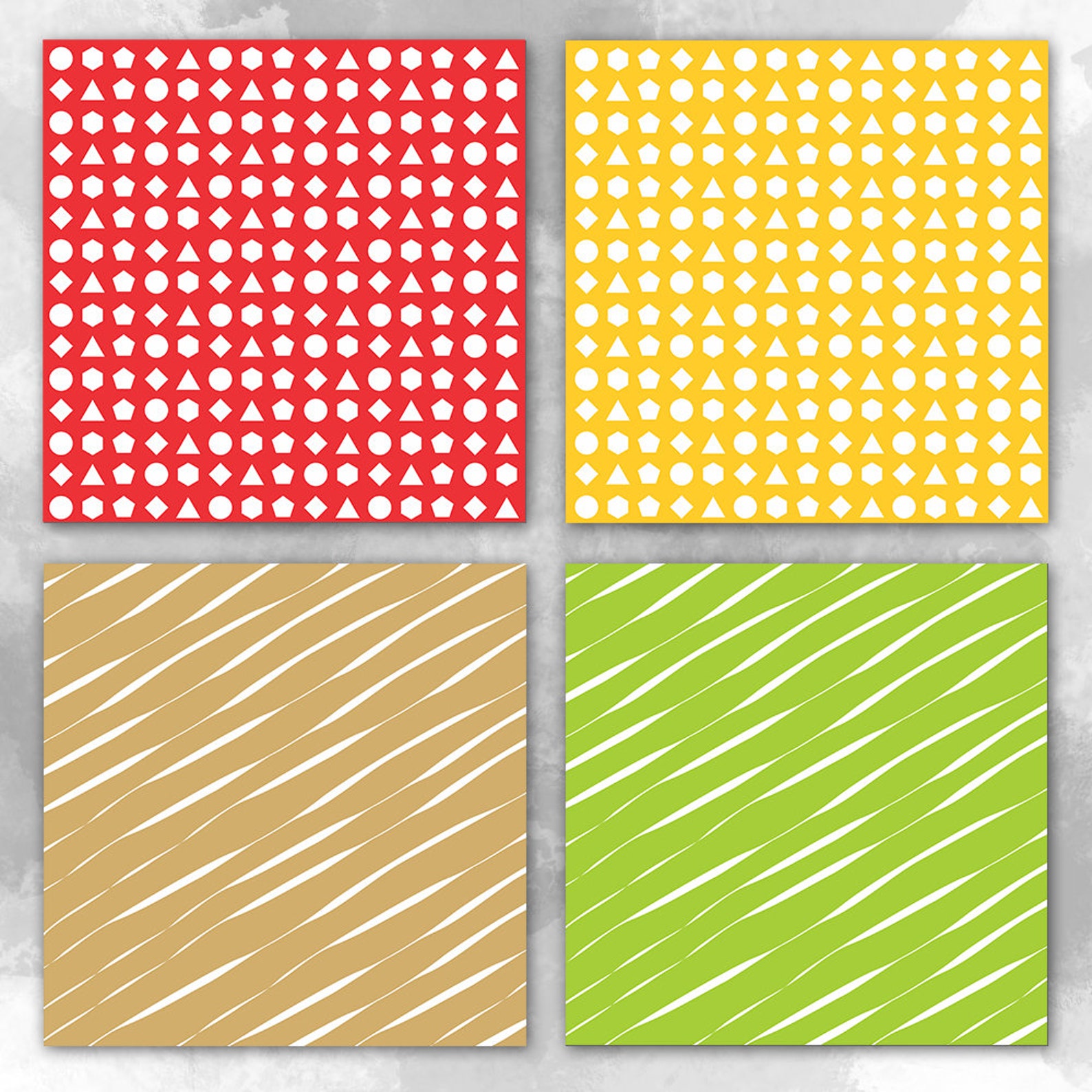 Assorted Shapes & Line Digital Papers Set 12 Paper Craft - Etsy