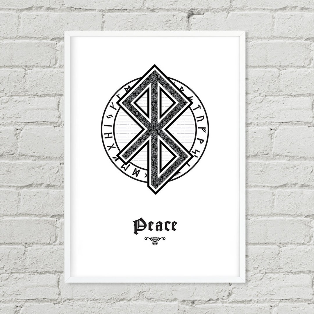 Peace Viking Symbol, Wall Art, Black and White Art, Digital Print ...