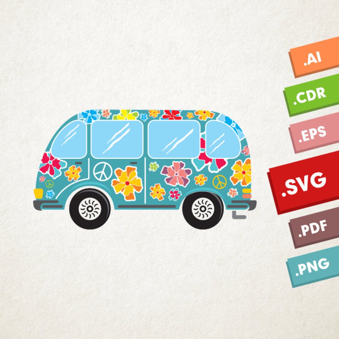 Peace Bus Life. Peace Bus - SVG, Vector Illustration. Instant Download ...