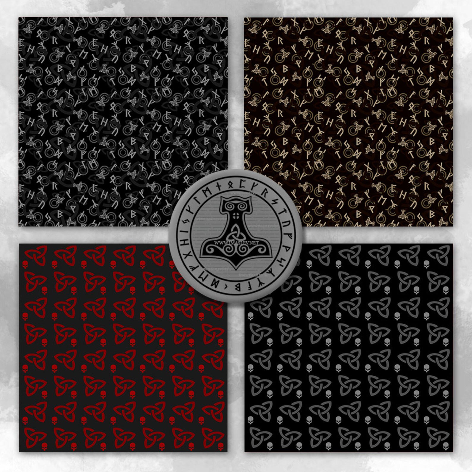 Nordic Runes Digital Paper Set 12 Unique Paper Designs - Etsy