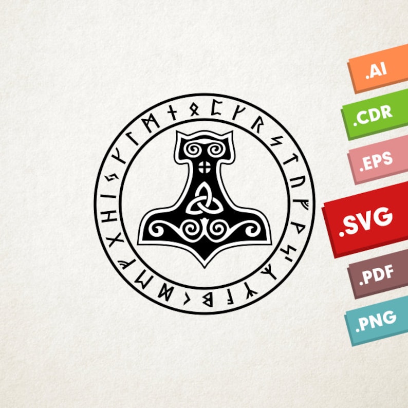 Thor's Hammer Mjölnir SVG, Vector Files. Instant Download Design for ...