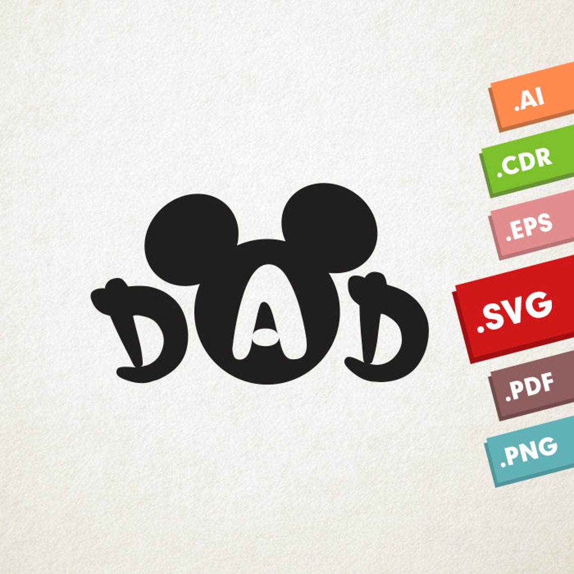 DAD - Mickey Mouse - SVG, Vector Files. Instant Download Design for ...