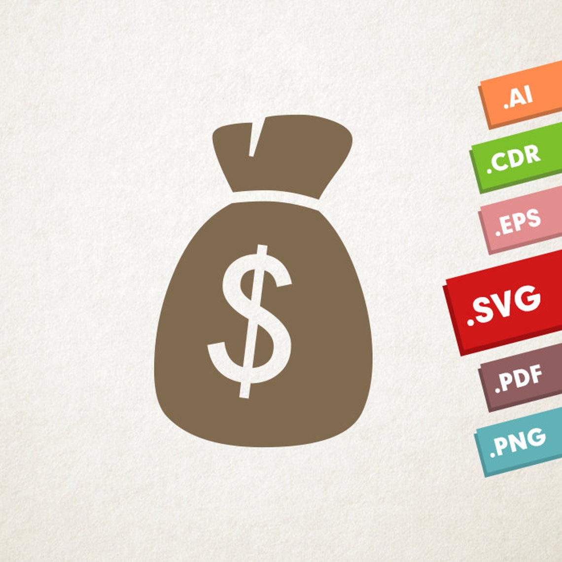 Money Bag SVG, Vector Illustration. Instant Download Design for Cricut ...