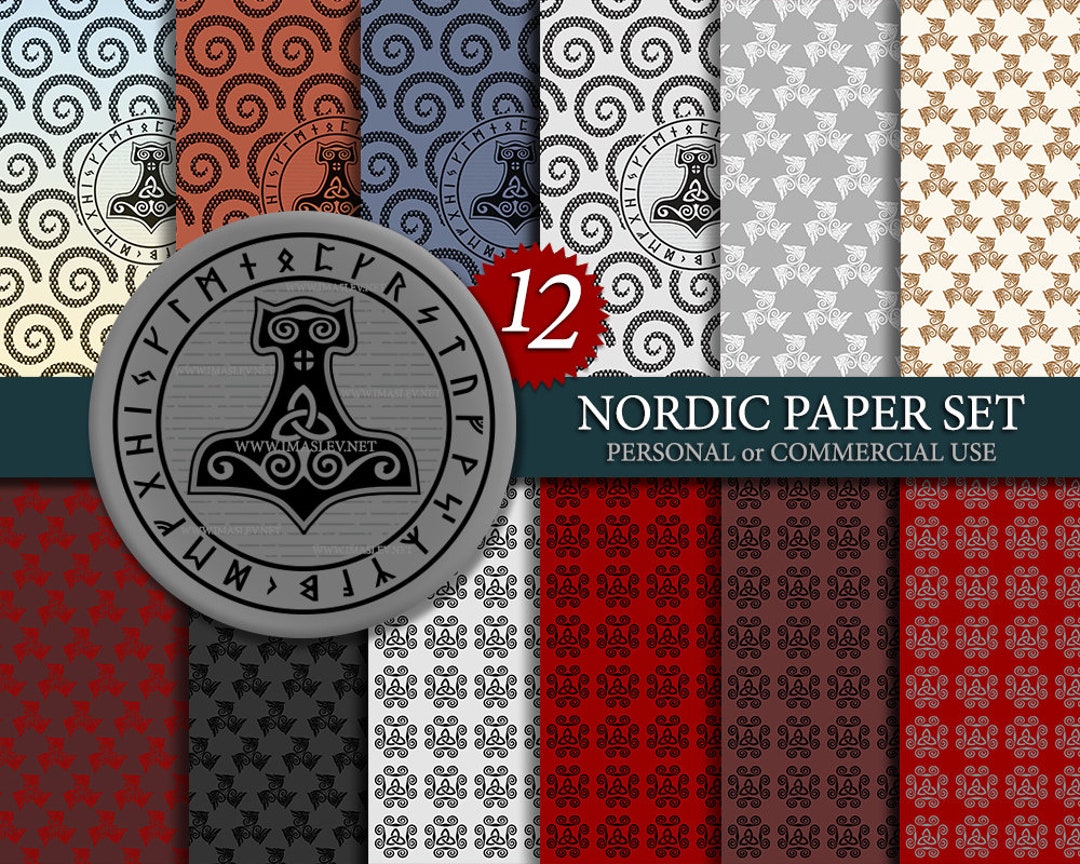 Nordic Digital Paper Set, 12 Unique Paper Designs, Commercial Use ...