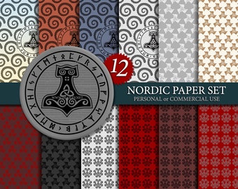 Nordic Digital Paper Set, 12 Unique Paper Designs, Commercial Use ...