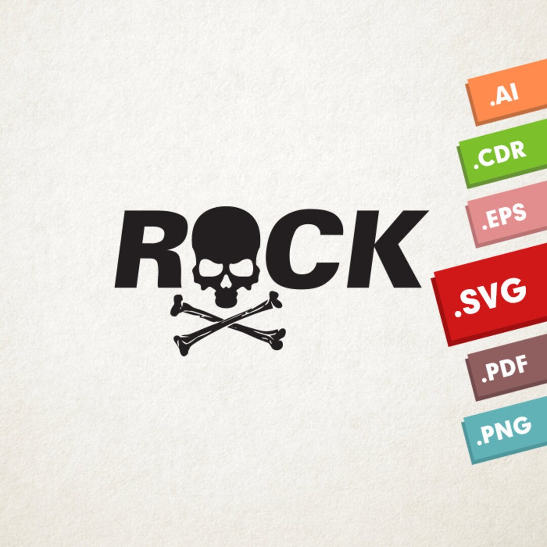 Rock Skull SVG, Vector Files. Instant Download Design for Cricut or ...