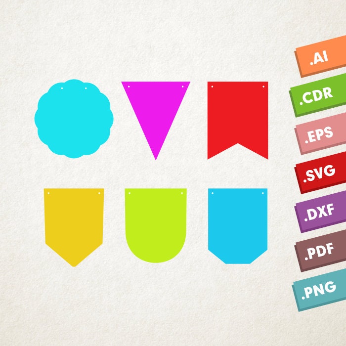 Basic Shapes SVG, Vector Files. Banner Design, Cricut Banners, Flag ...