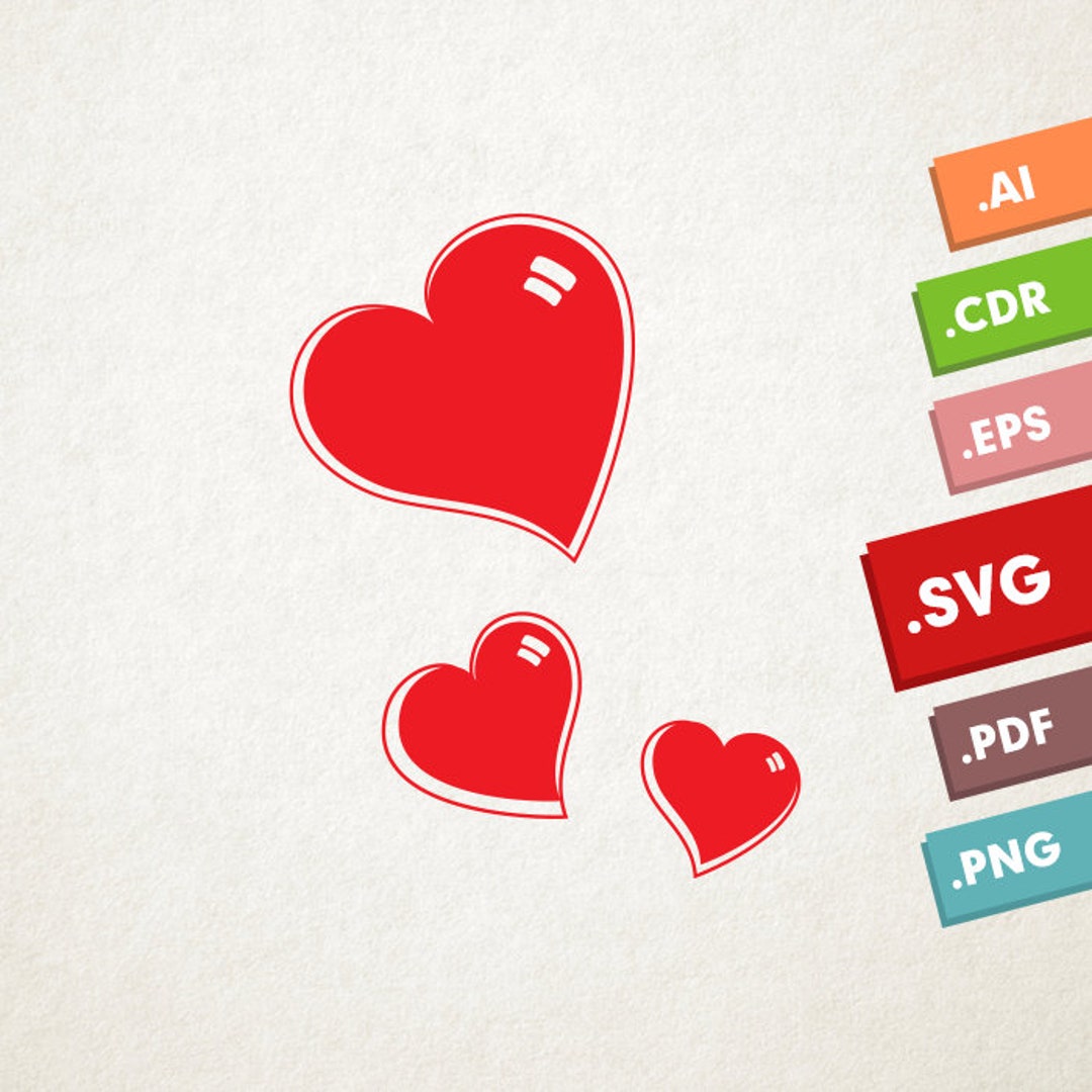 Red Hearts SVG, Vector Files. Instant Download Design for Cricut or ...
