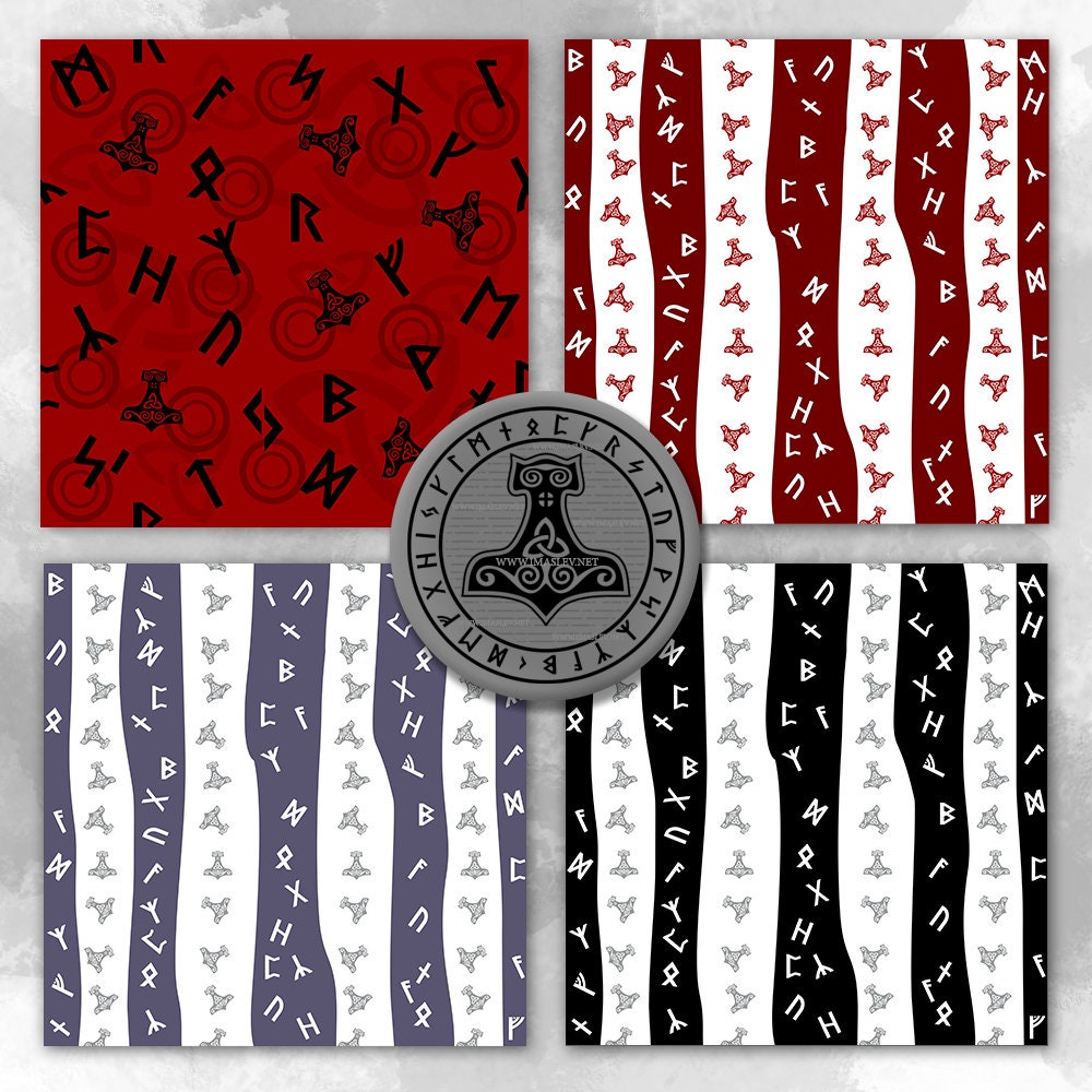 Nordic Runes Digital Paper Set 12 Unique Paper Designs - Etsy