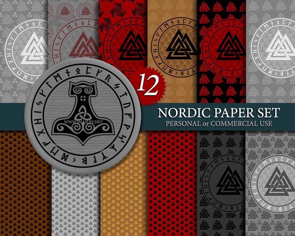 Nordic Digital Paper Set, 12 Unique Paper Designs, Commercial Use ...