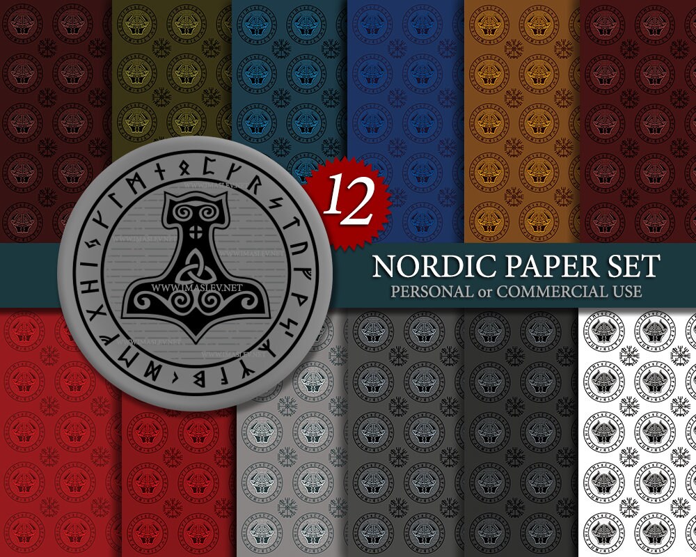 Nordic Digital Paper Set, 12 Unique Paper Designs, Commercial Use ...