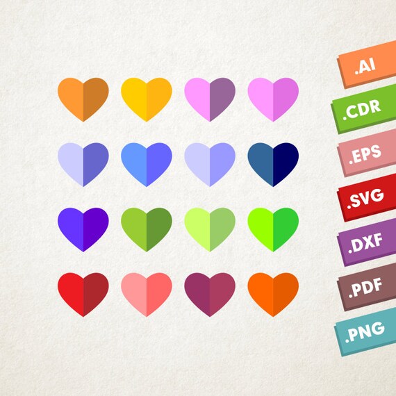 16 Clip Art Hearts SVG Vector Files. Instant Download | Etsy