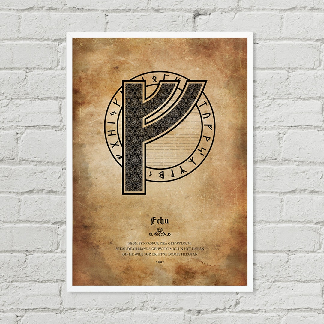 Fehu, Rune - Wall Art, Color Art, Digital Print, Poster, Art, Instant ...