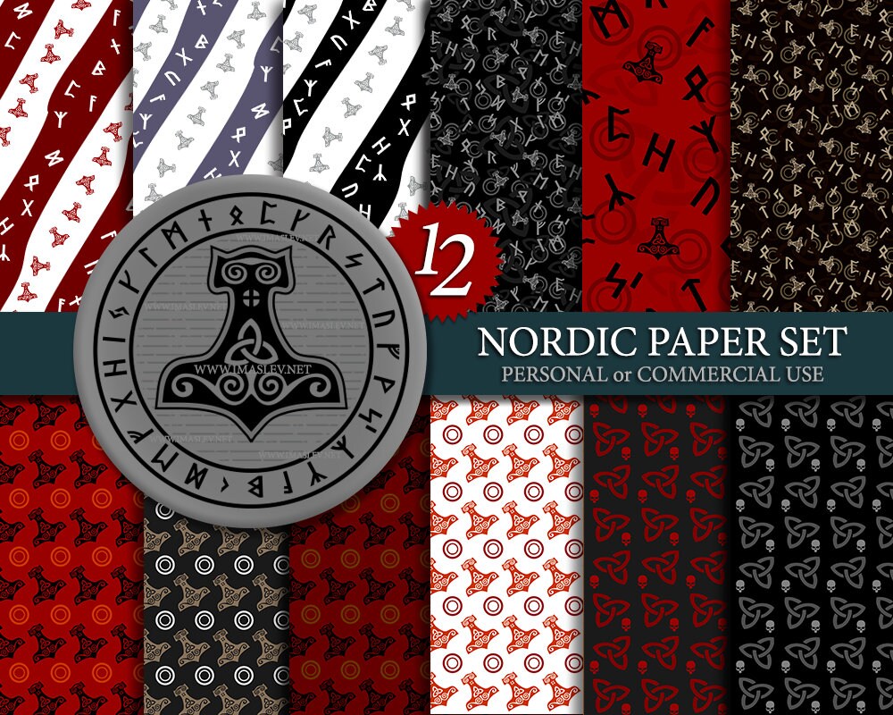 Nordic Runes Digital Paper Set 12 Unique Paper Designs - Etsy