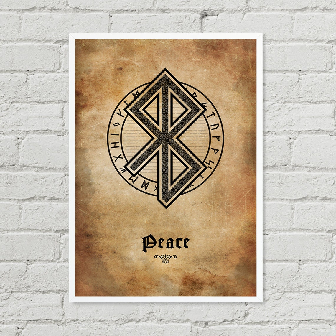 Peace Viking Symbol Wall Art Black and White Art Digital - Etsy
