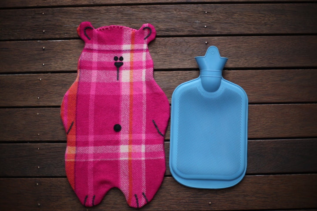 Bear Hot Water Bottle Cover Recycled Wool - Pink - Etsy New Zealand