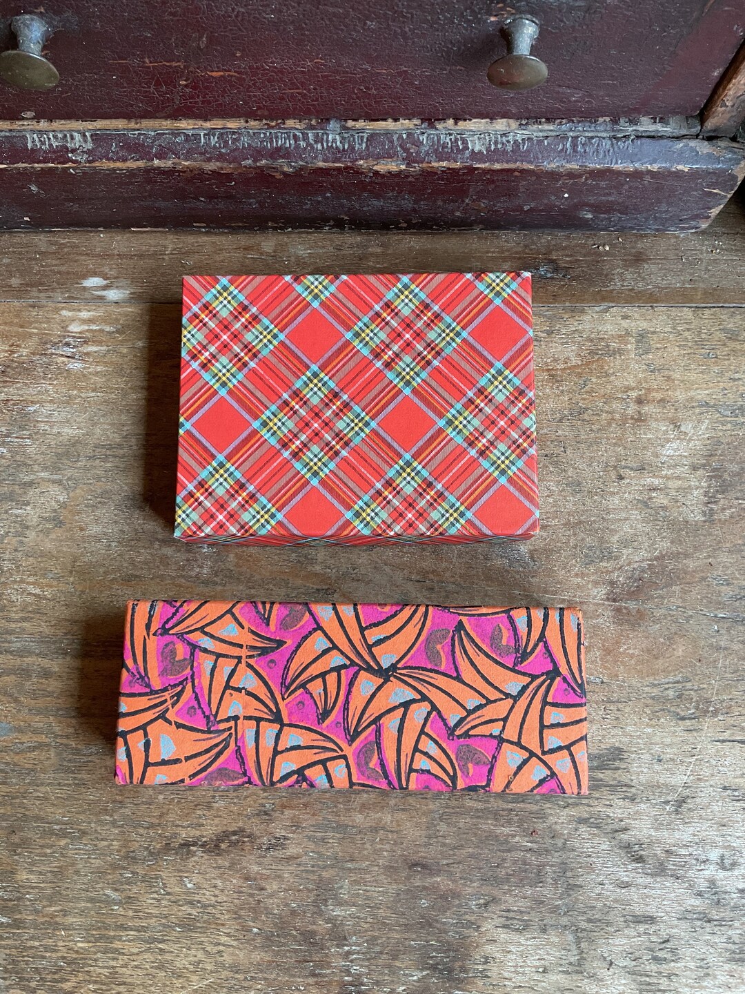 Two Vintage Card Boxes One Complete With Doily Liner Lovely Decorated ...