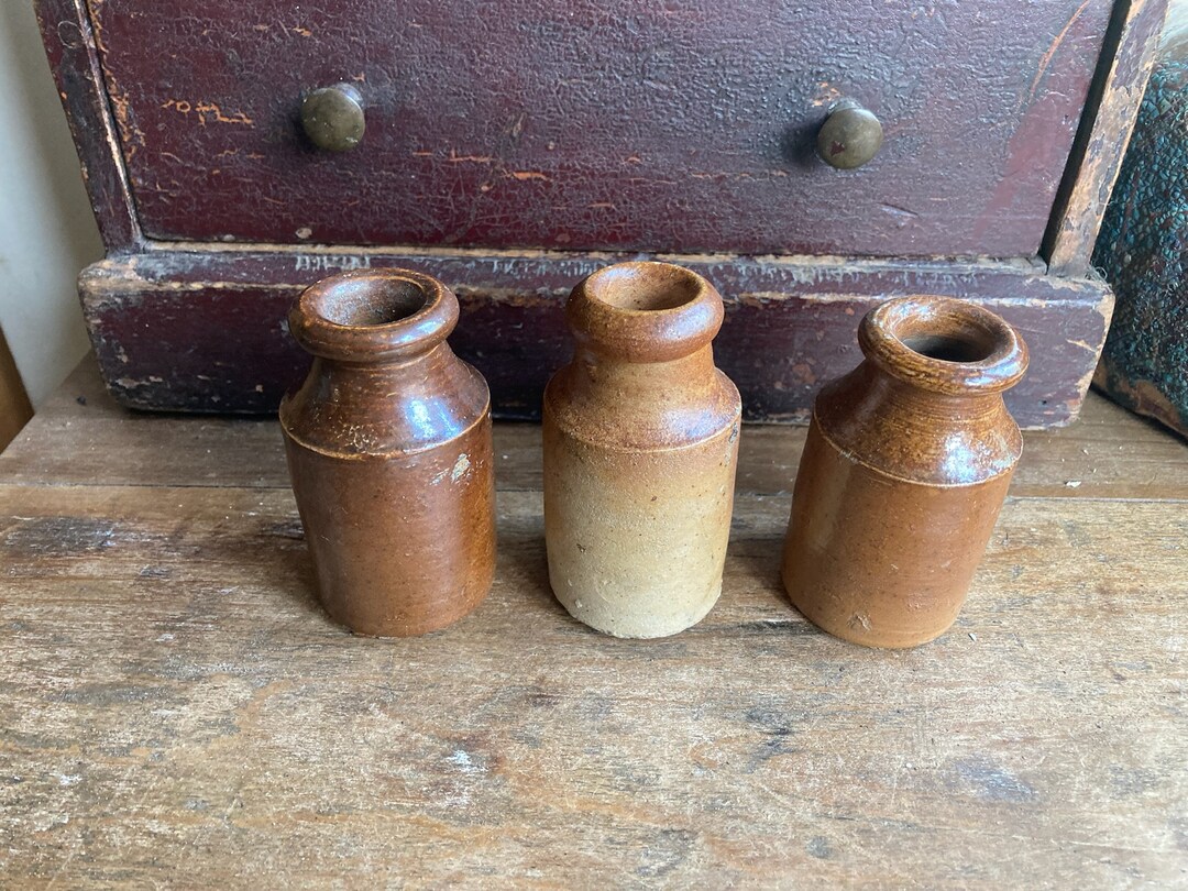 THREE Beautiful Stoneware Victorian Salt Glaze Ironstone Blacking ...