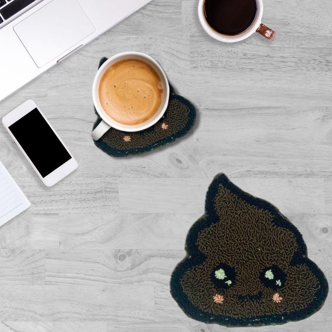 Poop Emoji Handcrafted Punch Needle Mug Rug/coaster - Etsy
