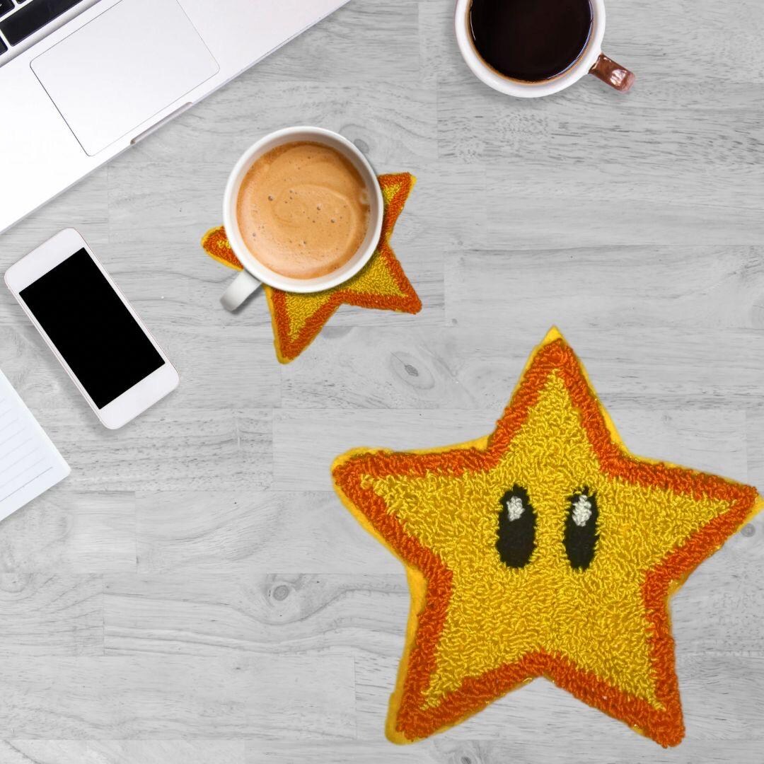 Super Mario Kart Star-themed Handcrafted Punch Needle Mug Rug/coaster ...